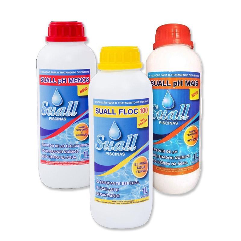 Kit Produtos De Tratamento Para Piscina Com Clarificante Ph Menos e ...