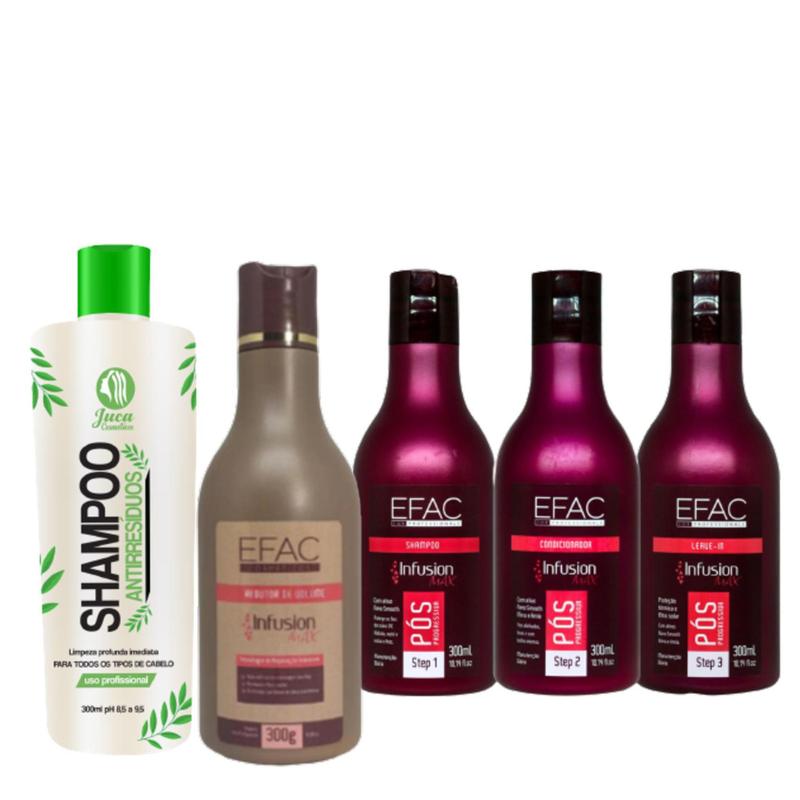 Kit Progressiva 300g Efac + Pós Química 3 Passos 300ml - EFAC Cosmetics ...