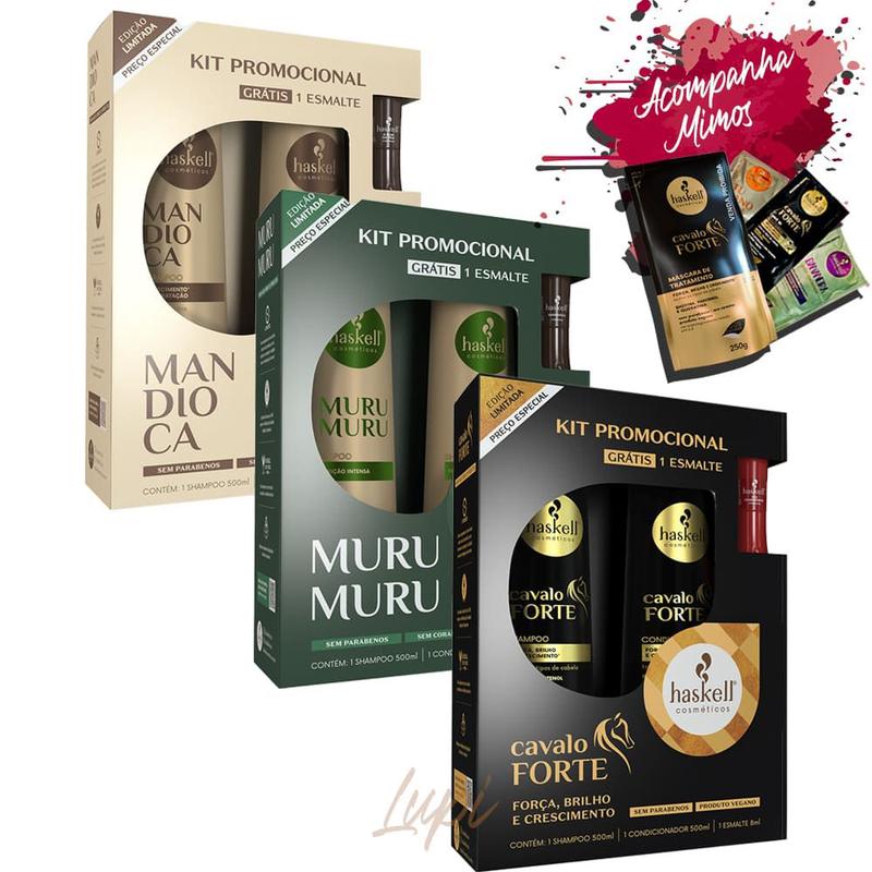 Kit Promopack Haskell Mandioca, Murumuru e Cavalo 500ml - Kit de Tratamento para Cabelos ...