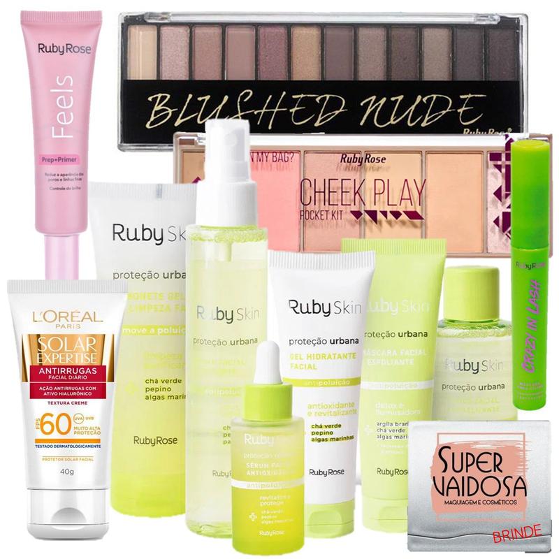 Kit Proteção Urbana Ruby Skin Ruby Rose + Maquiagem Básica - Estojos e ...