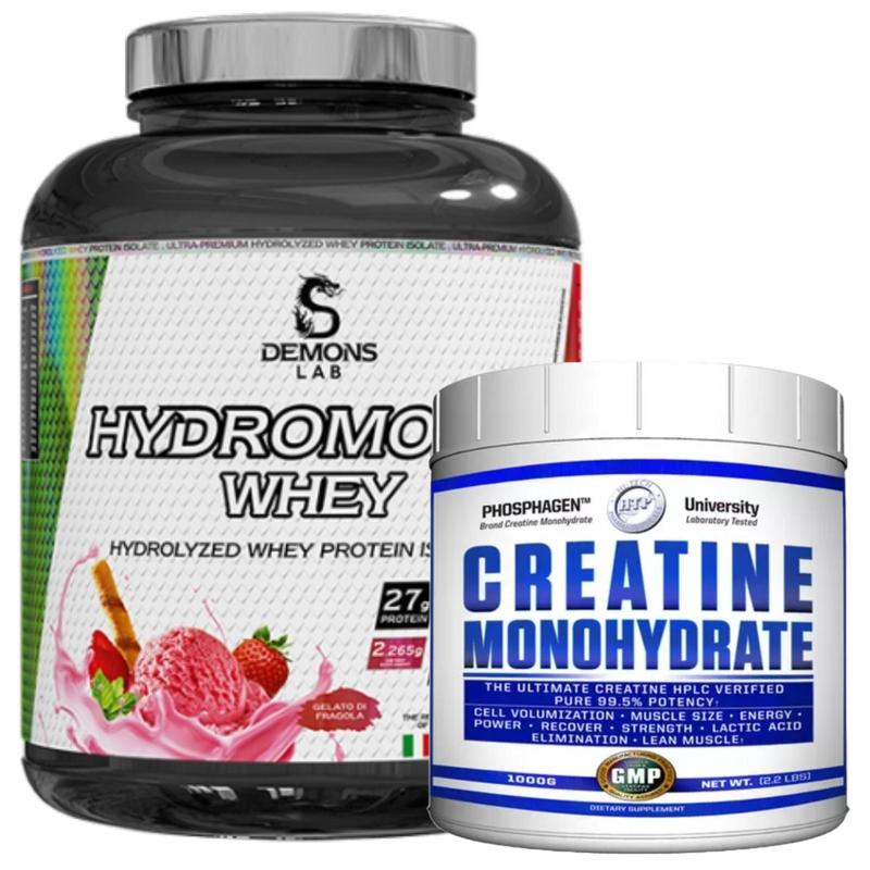 Kit proteína hidrolisada demons 5lbs + creatine 400g monohydrate hi ...