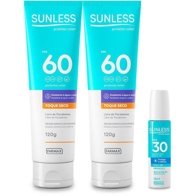Kit Protetor Solar FPS60 02 unidades e Labial FPS30 Sunless - Farmax ...