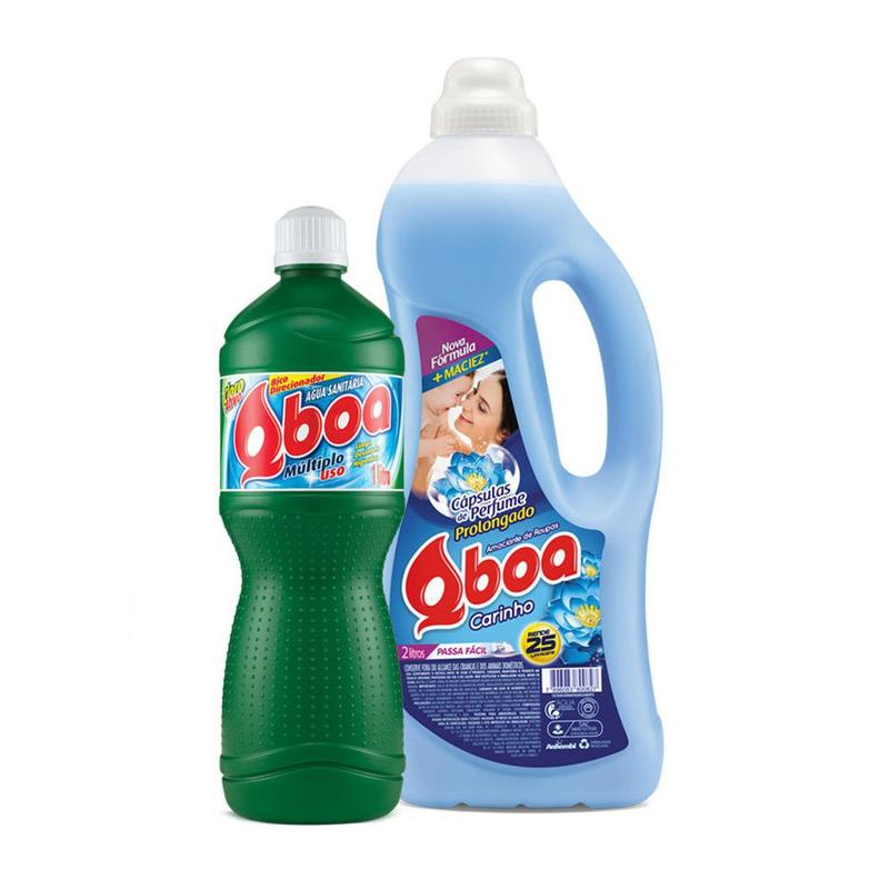 Kit Qboa (1 Água Sanitária Qboa 1l + 1 Amaciante Qboa 2l) - Amaciante ...