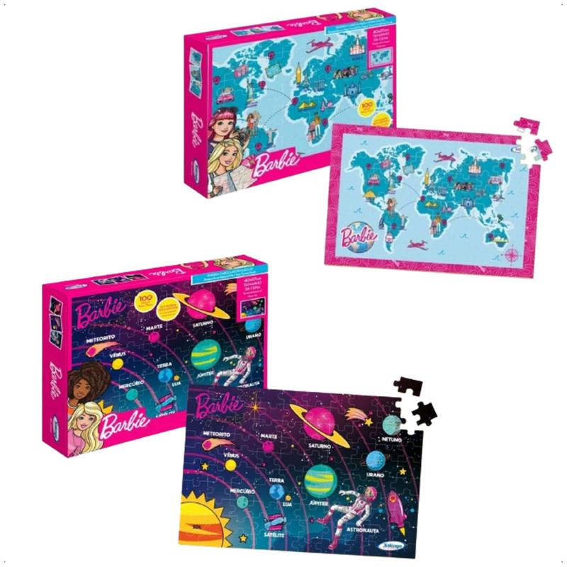 KIT Quebra-Cabeças Barbie Mapa-Mundi Travel e Sistema Solar - Xalingo ...