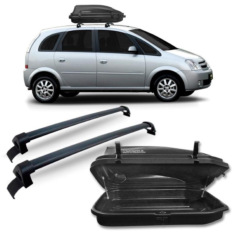 Kit rack teto meriva chevrolet preto com bau maleiro 270 litros - SP ...