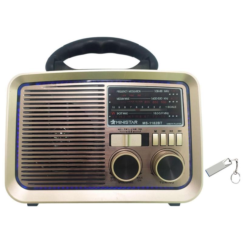 Kit Rádio Bluetooth Vintage Portátil Pequeno Potente - Ministar - Rádio ...