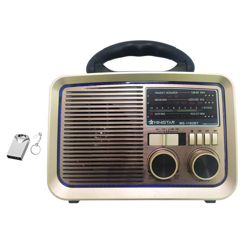 Kit Rádio Retro Vintage Bluetooth AM FM Usb Recarregável Usb Micro Sd e ...