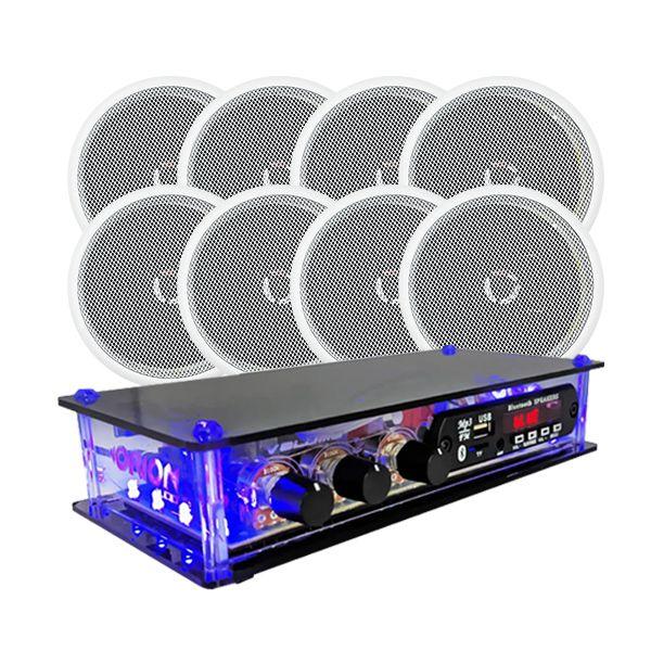 Kit Receiver Som Ambiente + 8 Arandelas Caixa Coaxial Branca - ORION ...