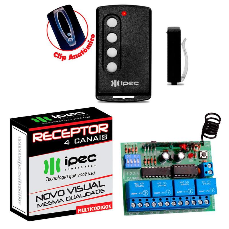Kit Receptor 4 Canais com Transmissor 4 Canais - Ipec - Receptor ...
