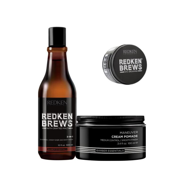 Kit redken brews shampoo 3in1 300ml + pomada maneuver 100ml - Kit de ...