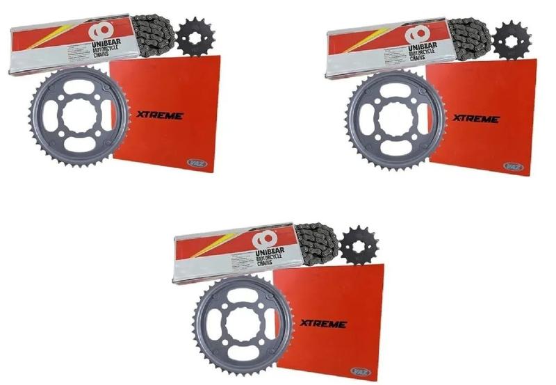 Kit Relação Transmissão Coroa e Pinhão Vaz Aço 1045 Corrente Max Cg ...