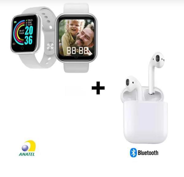 Kit Relogio Smartwatch Inteligente Y68 + Fone inPods 12 Bluetooth ...