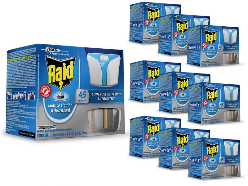 Kit Repelente Raid Eletrico Liquido Advanced 45 Noites Automatic 10 ...