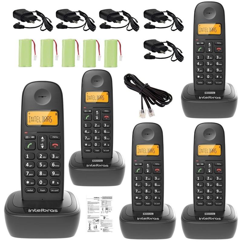 Kit Residencial Telefone Fixo Sem Fio Com 4 Ramal Adicional - Intelbras ...