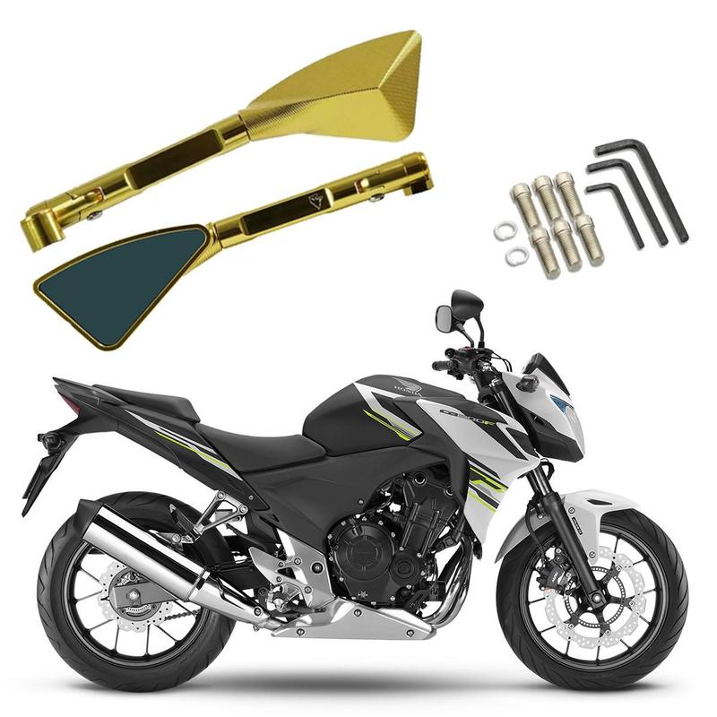 Kit Retrovisor Triangular Esportivo Stallion R12 Dourado para Moto ...