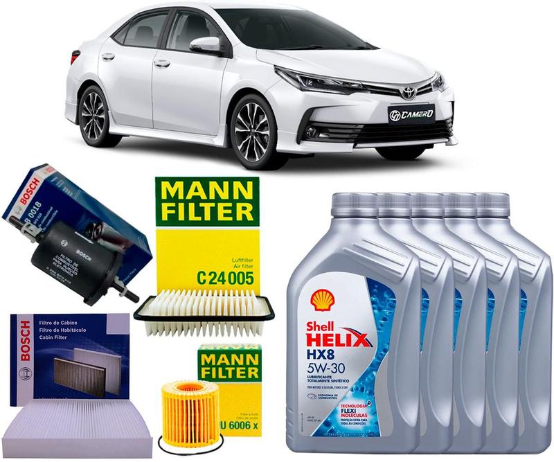 Kit Revisão Troca De Óleo 5w30 e Filtros Toyota Corolla 1.8 e 2.0 2017 ...