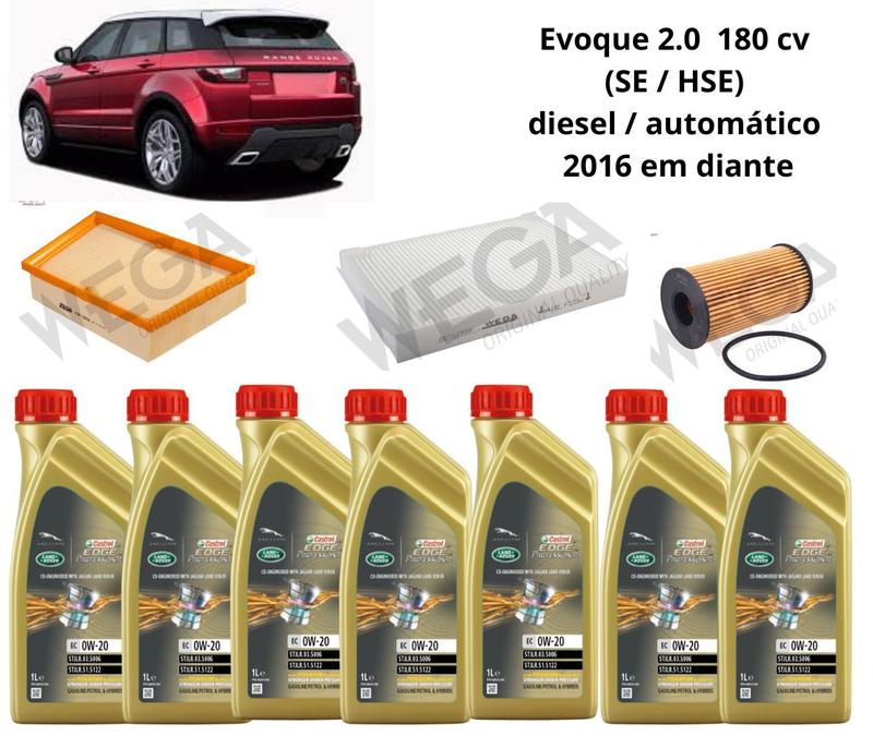 Kit revisao troca de oleo land rover evoque 2.0 diesel - CASTROL ...