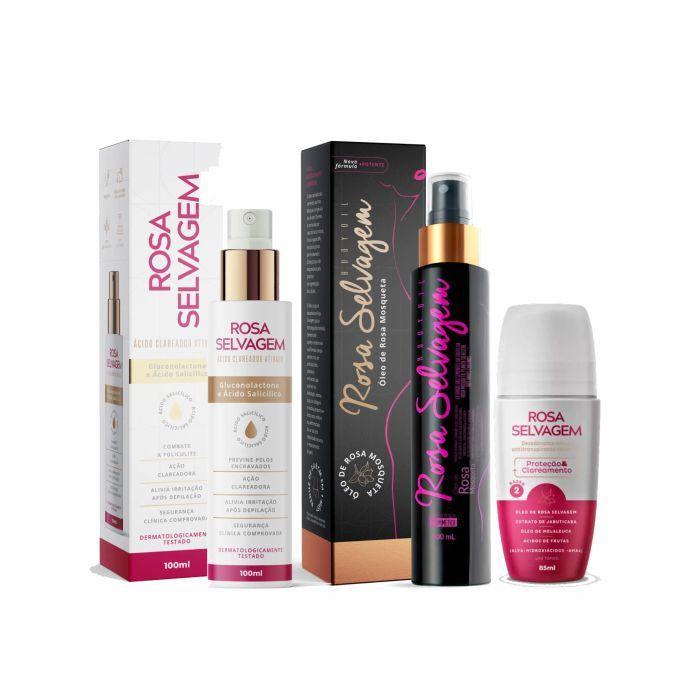 Kit Rosa Selvagem Clareador De Pele + Ácido + Desodorante - Cuidados ...