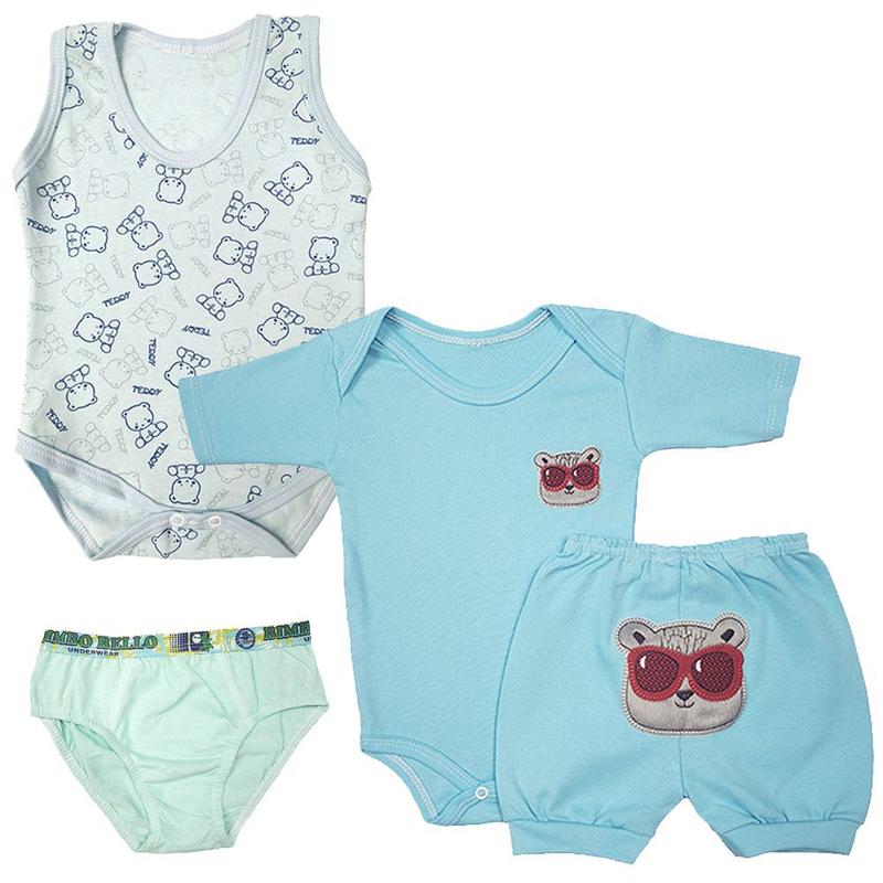 Kit Roupas de Bebê 4 Peças Body Short Calcinha ou Cueca Bebê - Koala ...