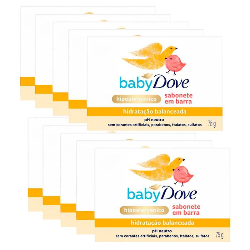Kit Sabonete Em Barra Baby Dove Hidratação Balanceada 75g 10 Unidades ...