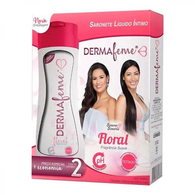 Kit sabonete líquido íntimo dermafeme floral 2 unidades de 200ml ...