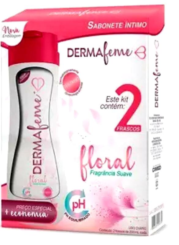 Kit Sabonete líquido Íntimo Dermafeme Floral c/2 Unidades 200ml ...