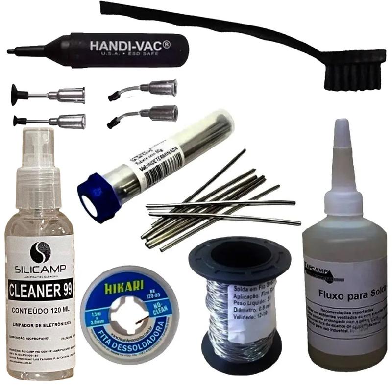 Kit Salva Chip Malha Fluxo Dessolda Solda Pinça Vacuo Smd - Acessórios ...