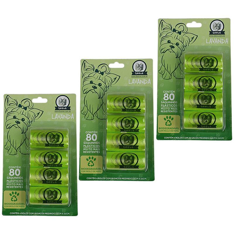 Kit Saquinhos Cata Caca Beeva Lavanda 12 rolos -240 unidades - Higiene ...