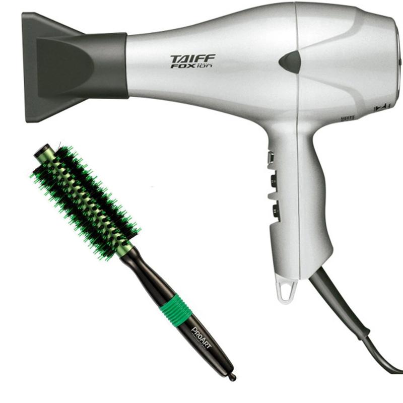 Kit - secador fox ion prata 2000w 220v + escova proart pro verde 15mm ...