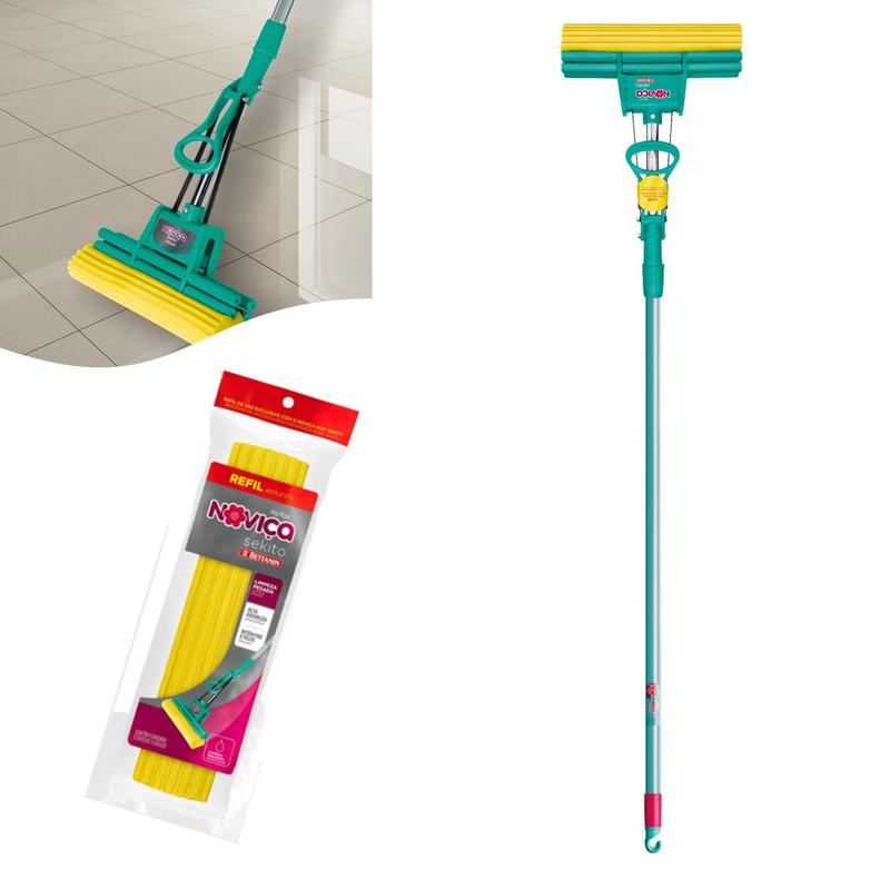 Kit Sekito Noviça Mop Limpa Absorve Água Sujeiras Rodo Mágico Com Refil ...