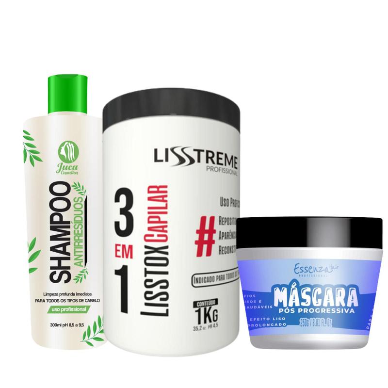 Kit Shampoo 300ml + Lisstox 3em1 E Máscara Pós Progressiva - Juca ...