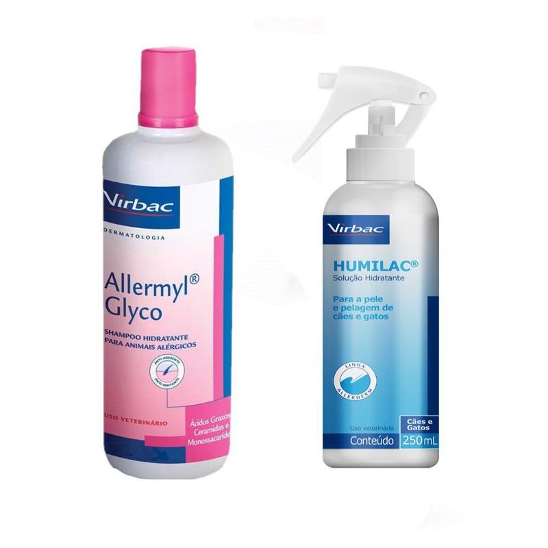 Kit Shampoo Allermyl Glyco 500 ml + Humilac Spray Virbac 250 ml ...