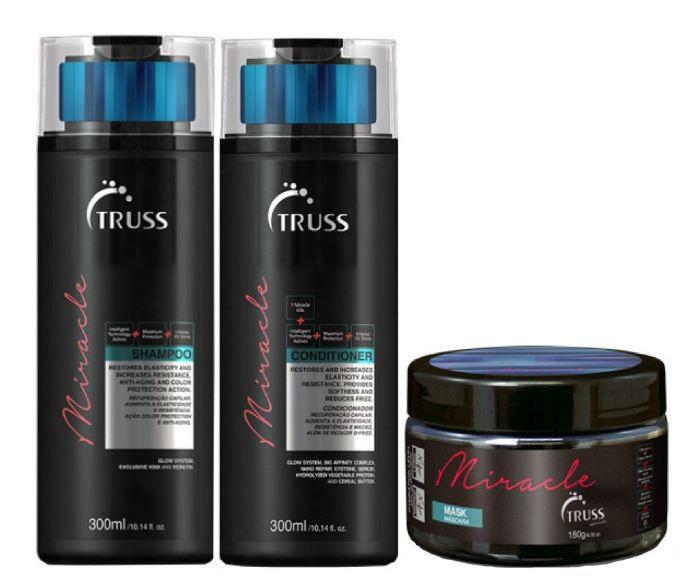 Kit Shampoo, Condicionador e Máscara Capilar Miracle - T R U S S - Kit ...