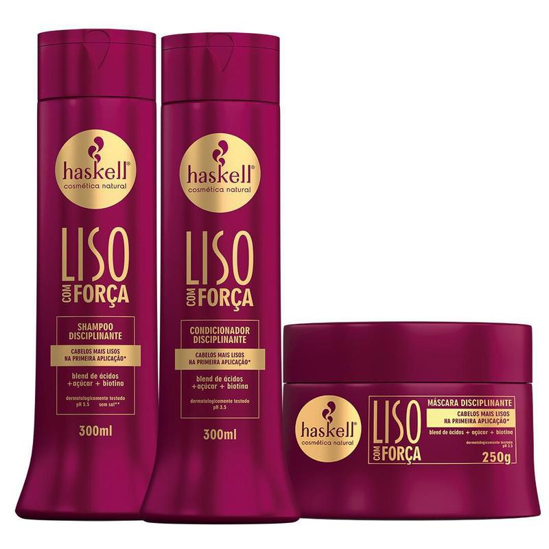 Kit Shampoo Creme Mascara Cuidado Liso Com Força Haskell 300 - Kit de ...
