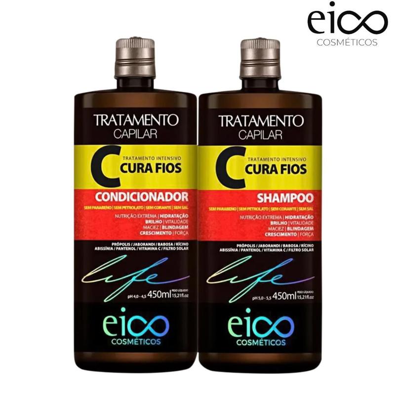 Kit Shampoo e Condionador Eico Cura Fios 450ml - Eico Cosméticos - Kit Shampoo e Condicionador ...