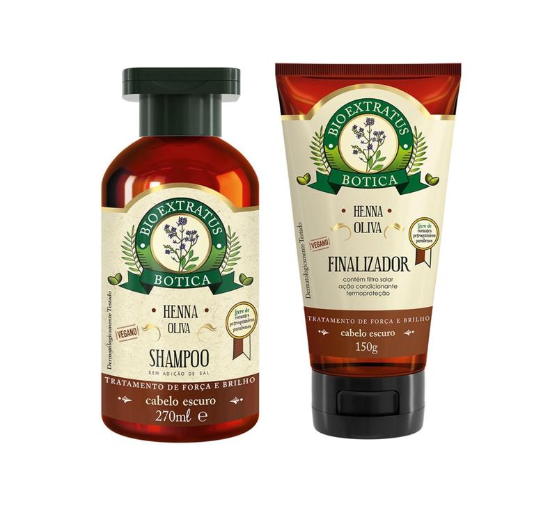 Kit Shampoo e Finalizador - Cabelos Escuros Botica Henna Bio Extratus ...