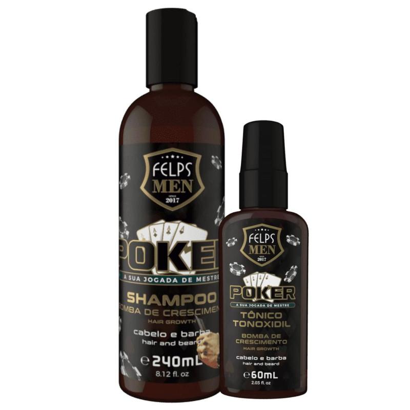 Kit Shampoo E Tônico Capilar Barba E Cabelo Poker Felps Men - Barbearia ...
