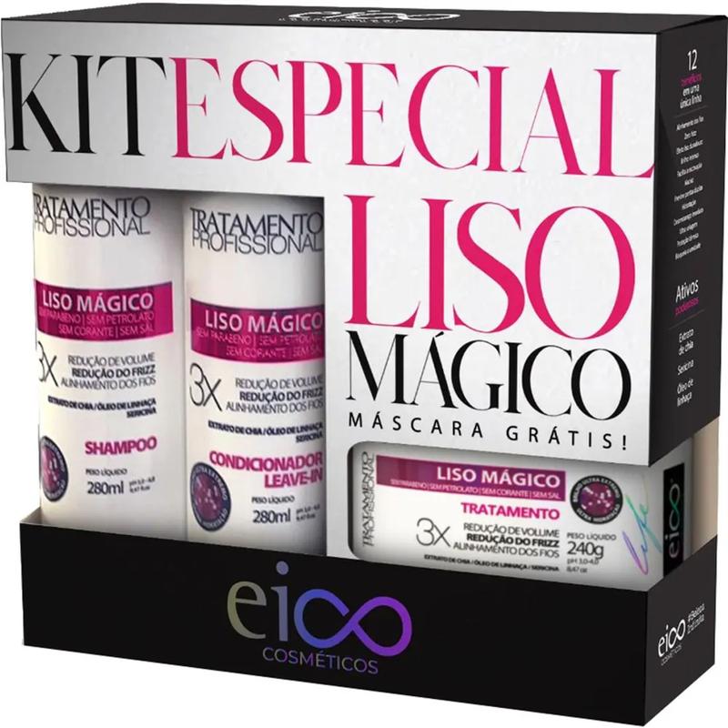 Kit Shampoo Eico + Condiconador Liso Mágico 280ml Cada+ Máscara 240g - Kit de Tratamento para ...