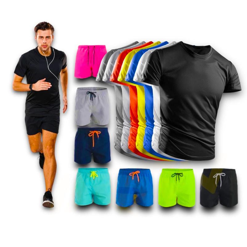 Kit Shorts Bermuda + Camiseta Fitness Corrida MASCULINA ALGODÃO 303 ...