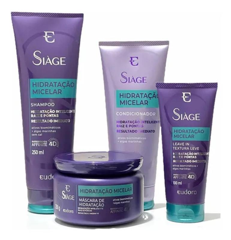 Kit Siàge Hidratação Micelar Raiz E Pontas Completo Eudora 4 itens ...