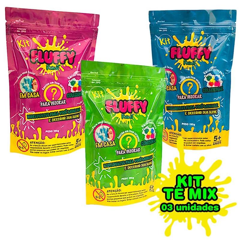 Kit Slime Fluffy Point TÊ MIX 3 Unidades - Slime / Amoeba - Magazine Luiza