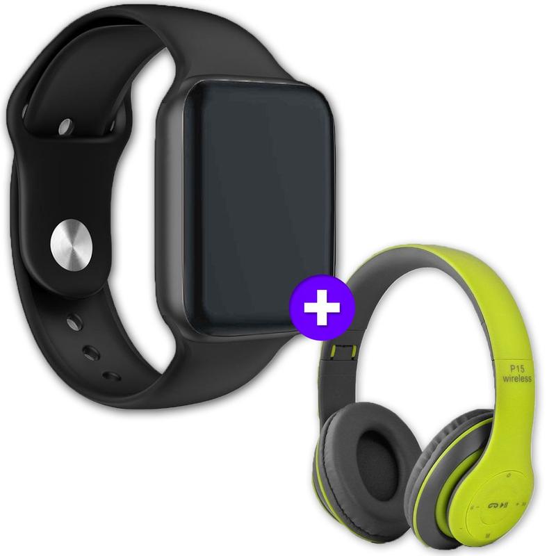 Kit Smartwatch W8 Preto Relógio Inteligente 44mm Serie 4 + Headphone ...