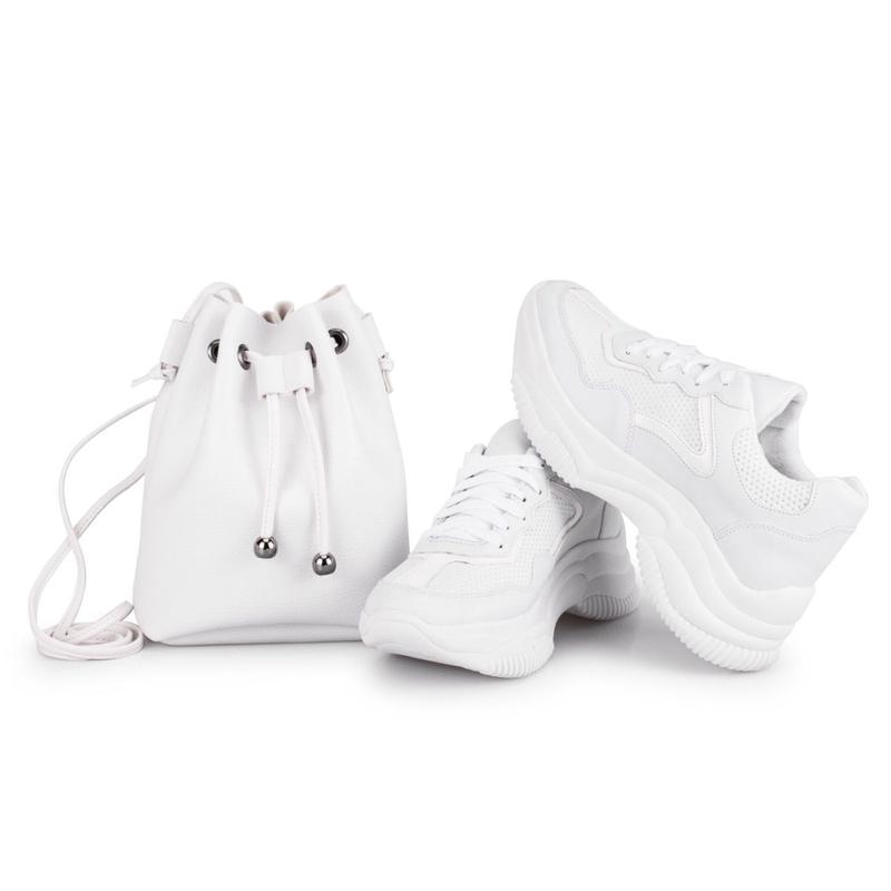 Kit Sneaker Tênis feminino Chunky sola alta com bolsa saco transversal ...
