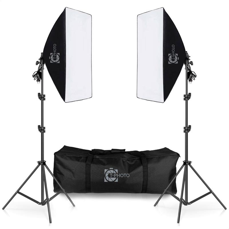 Kit Softbox Duplo Luz Contínua 50x70 Tripé 2m e Bolsa T-Photo - Estúdio ...