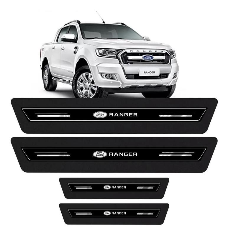 Kit Soleira Resinada Proteção Porta Ford Ranger - Preto - Rvt - Soleira ...