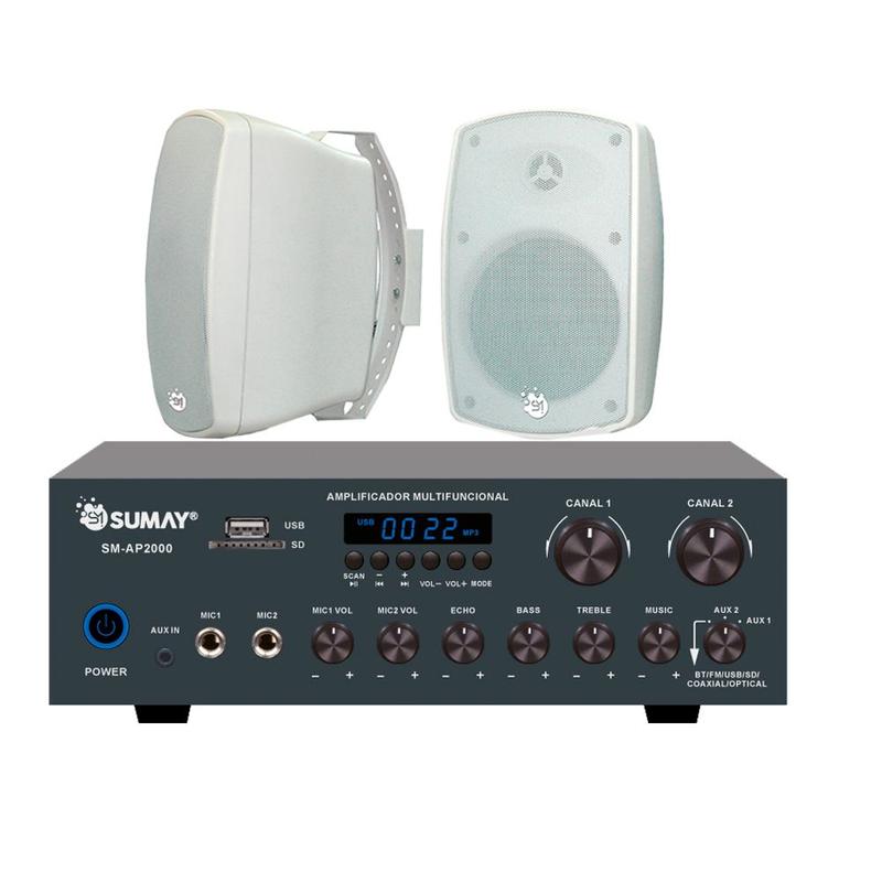 Kit Som Ambiente Amp.Sm-Ap2000 Sumay+2 Caixas Parede 160w-Bivolt ...