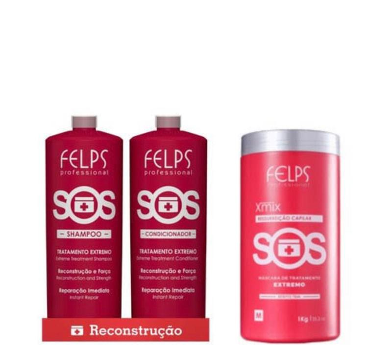 Kit SOS Felps Professional- Shampoo+condicionador+máscara 1KG - Kit de ...
