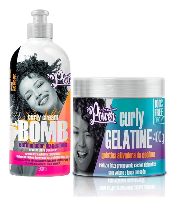 Kit Soul Power Curly Cream Bomb 500ml + Curly Gelatine 400g - Ativador ...