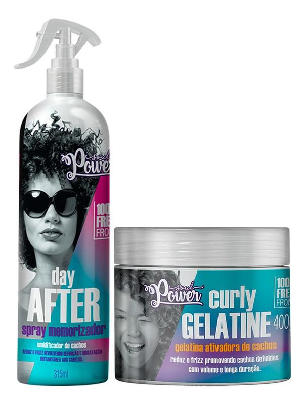 Kit Soul Power - Curly Gelatine 400g + Day After 315ml - Umidificador ...