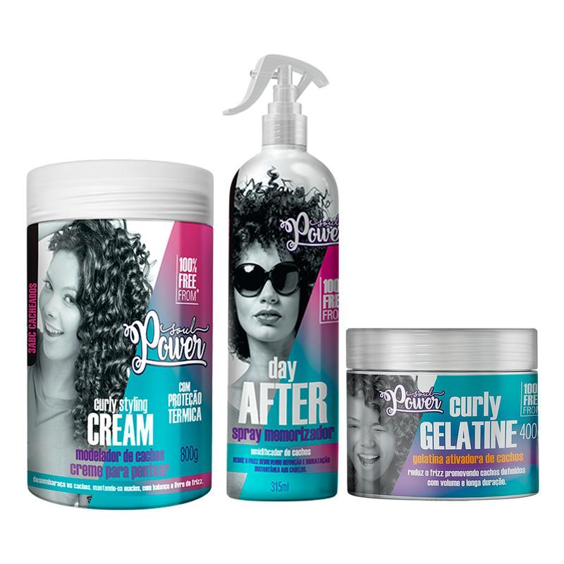 Kit Soul Power - Styling 800g + Curly Gelatine + Day After - Modelador ...